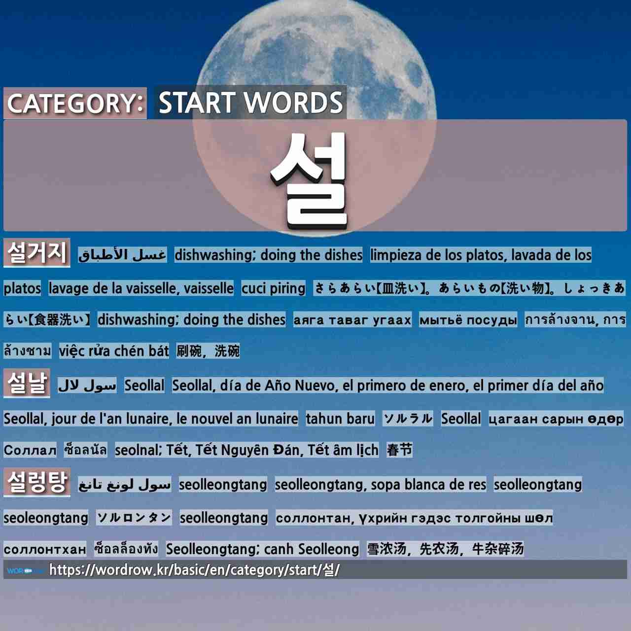 START WORDS[INTERMEDIATE]: 설: (1)SEOL, NOUVEL AN LUNAIRE, JOUR DE L'AN ...